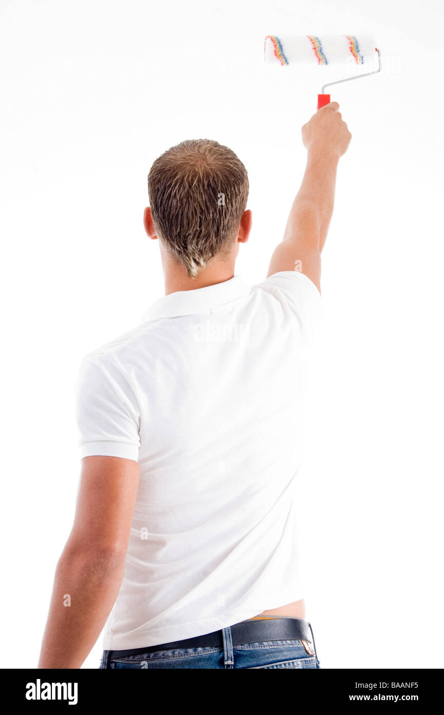 back pose of painter in action Stock Photo - Alamy