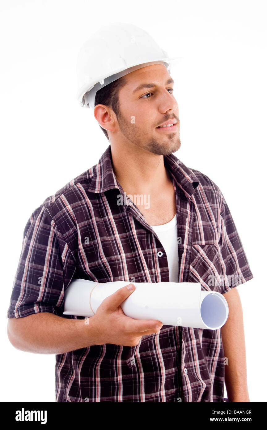 young architect holding blueprint Stock Photo - Alamy young architect holding blueprint Stock Photo - Alamy