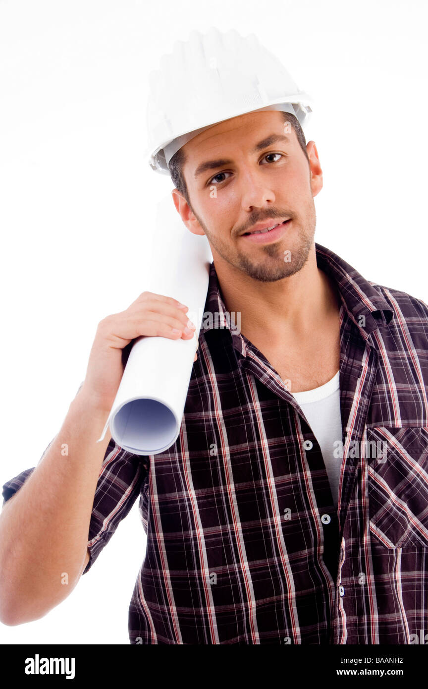 architect holding blueprint roll Stock Photo - Alamy
