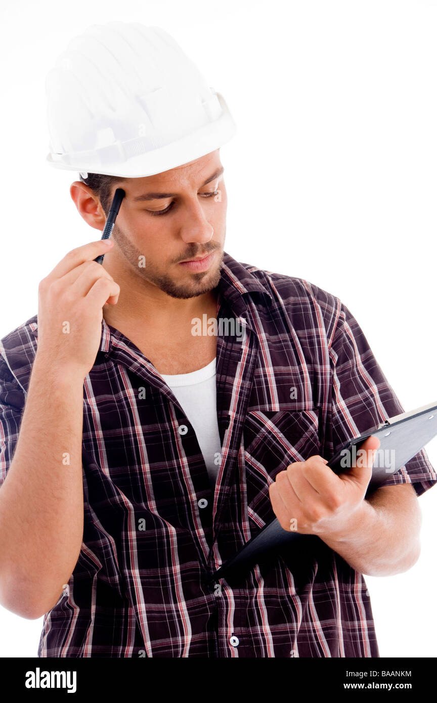 engineer analyzing report Stock Photo - Alamy