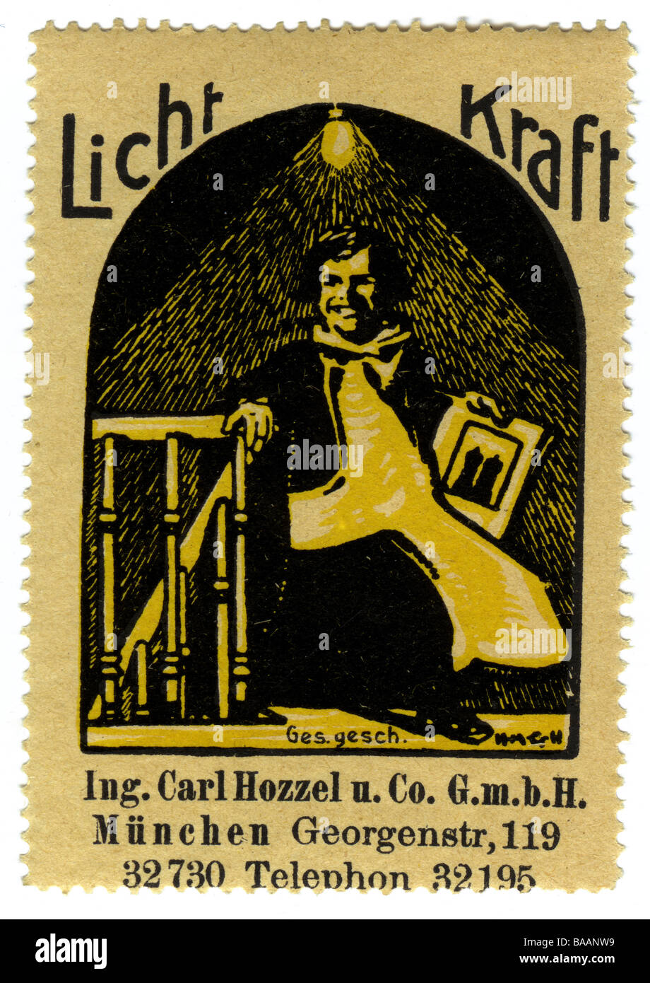 advertising, stamps, Licht Kraft, Carl Hozel & Co, Munich, Germany ...