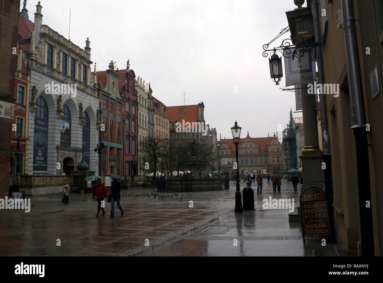 A dismal wet grey day in the centre of Gdansk, Poland Stock Photo - Alamy