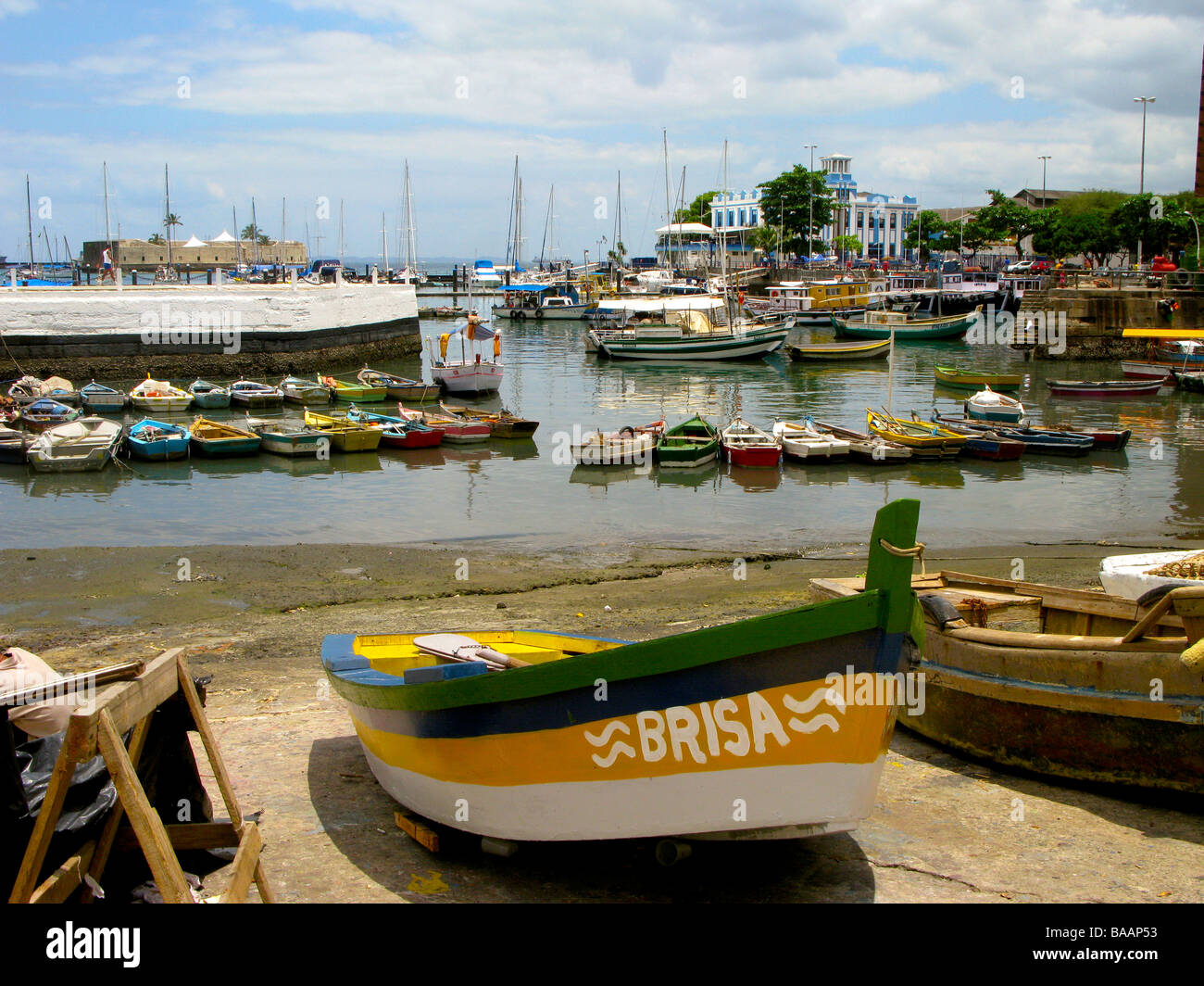 Boats in a the view from Harbour in Salvador de Bahia, Brazil Stock ...