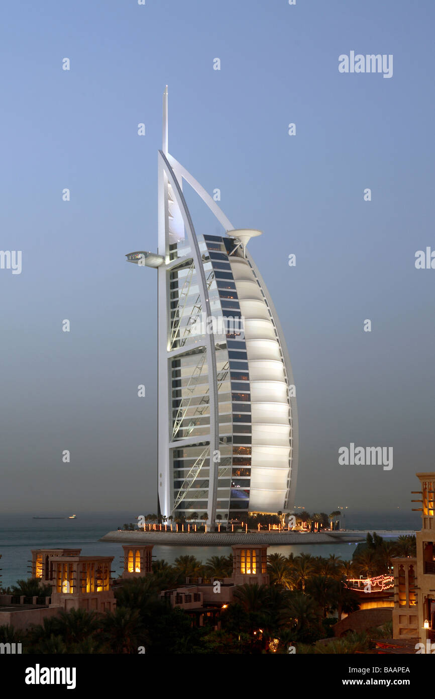 Burj Al Arab building in the evening, Dubai, United Arab Emirates Stock ...