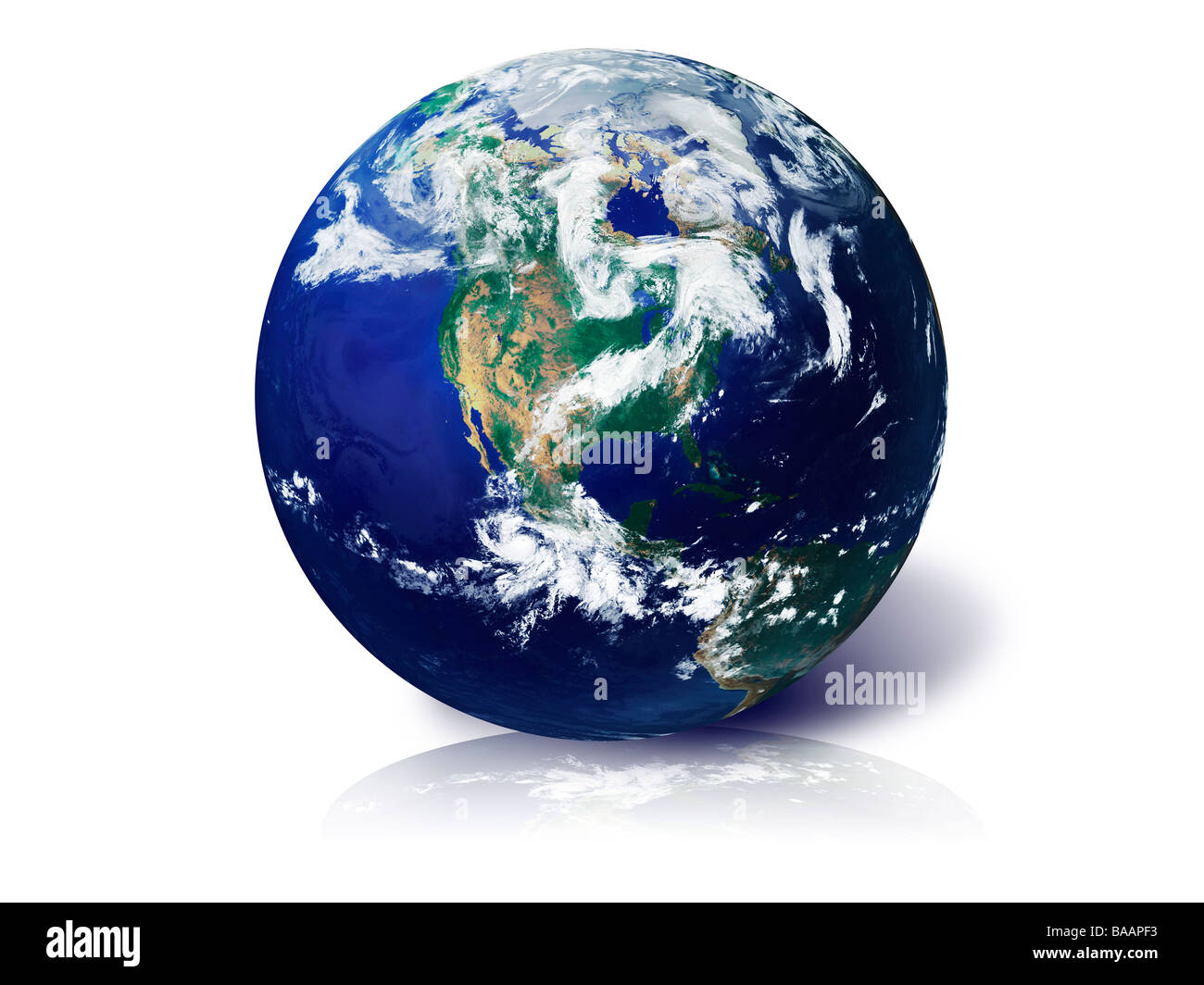 Earth viewed from space as a ball showing North America. Enhanced ...