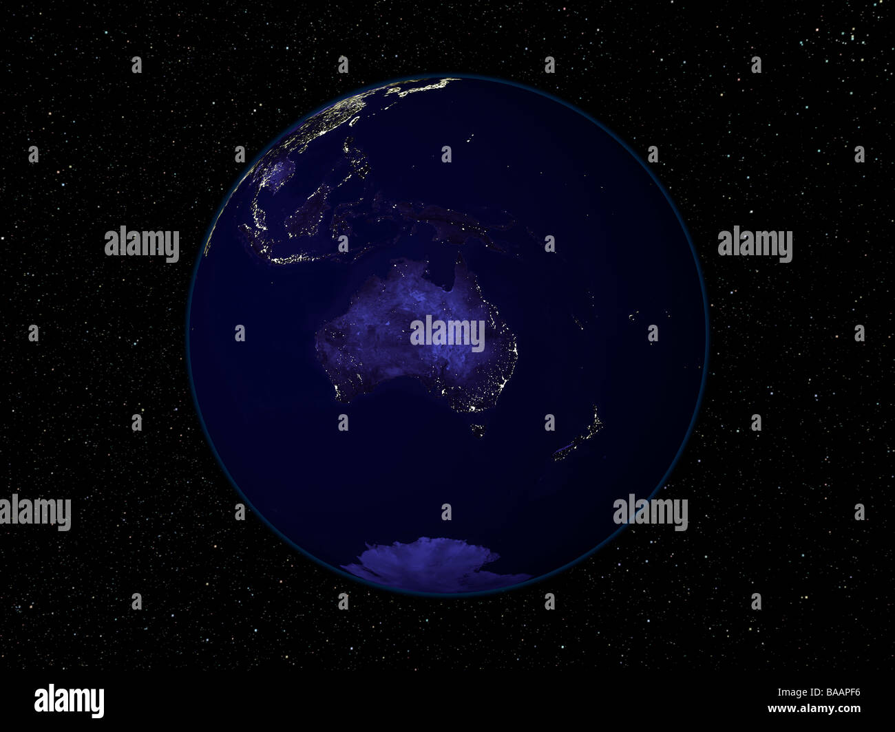 Earth viewed from space showing Australia at night. Enhanced version of ...