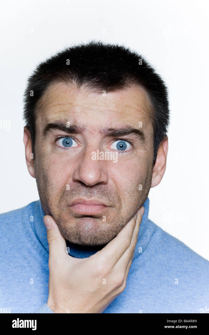 expressive portrait on isolated background of a handsome man Stock ...
