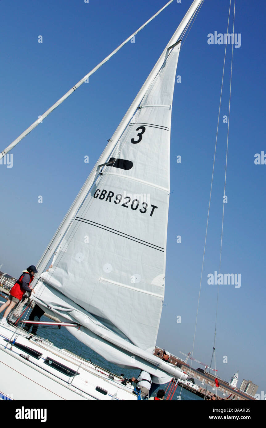 Close up of main sail being hoisted Stock Photo - Alamy