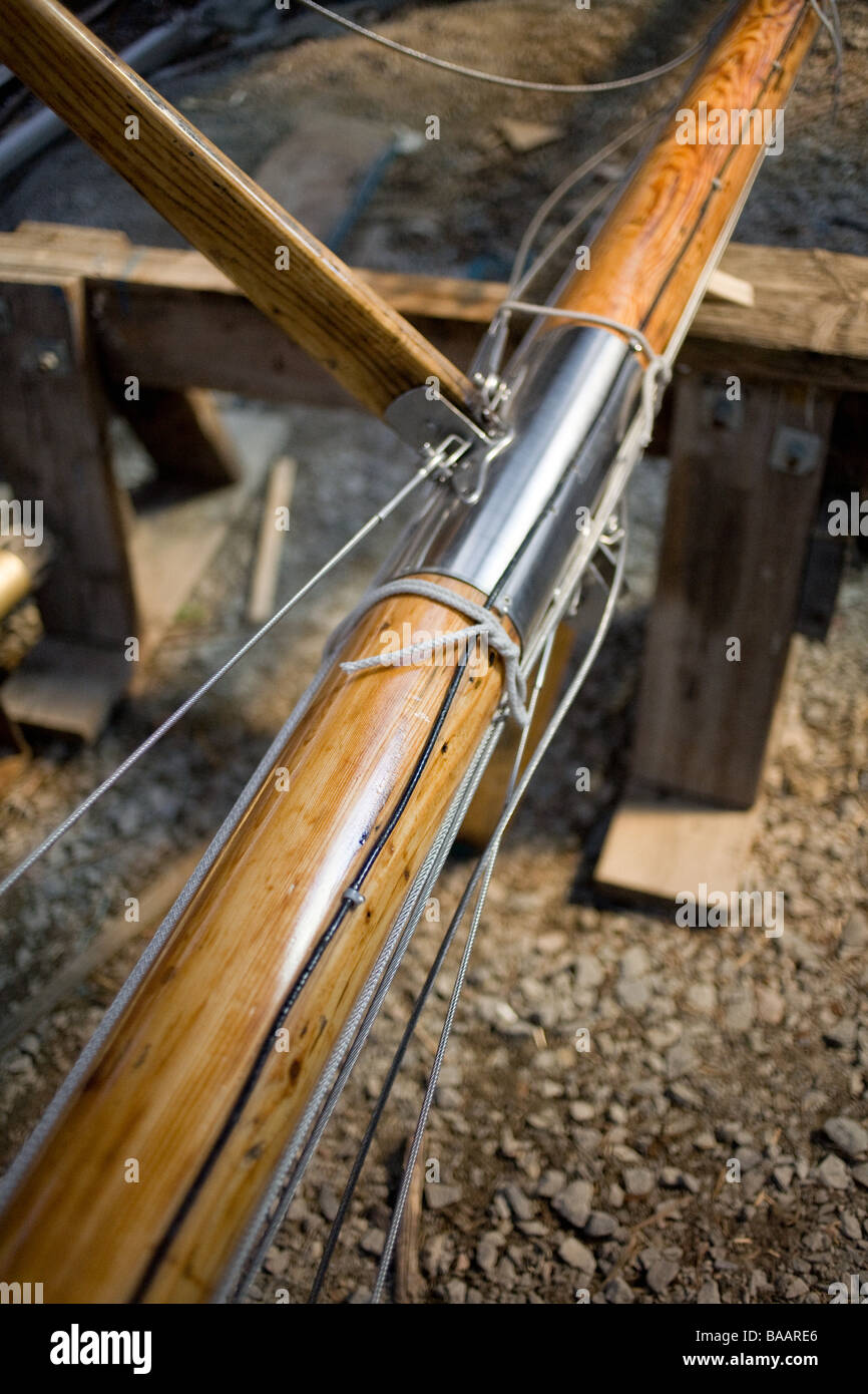 A wooden mast laying down, sweden Stock Photo - Alamy
