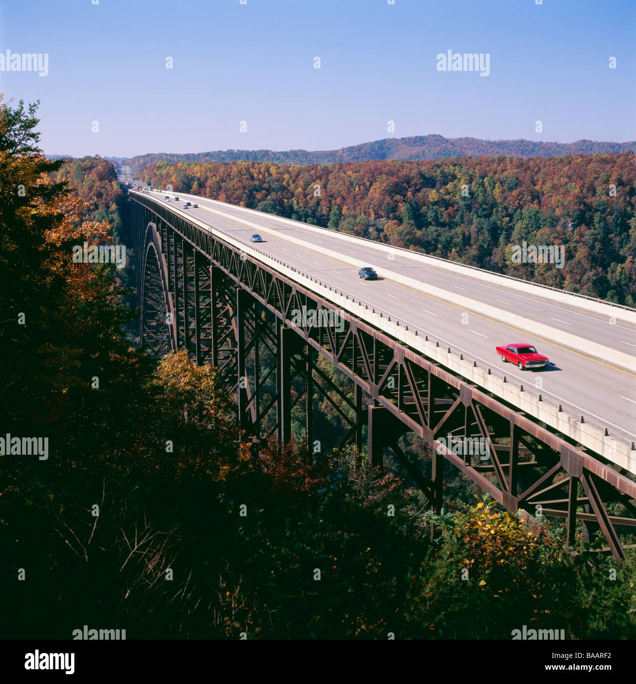 Vehicles on bridge elevated view Stock Photo - Alamy