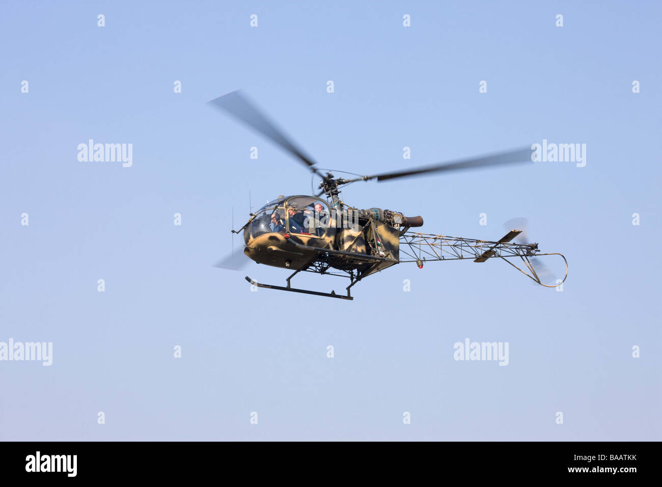 Aerospatiale SA-131B Alouette 11 HA-LFX in flight landing at Sandtoft ...