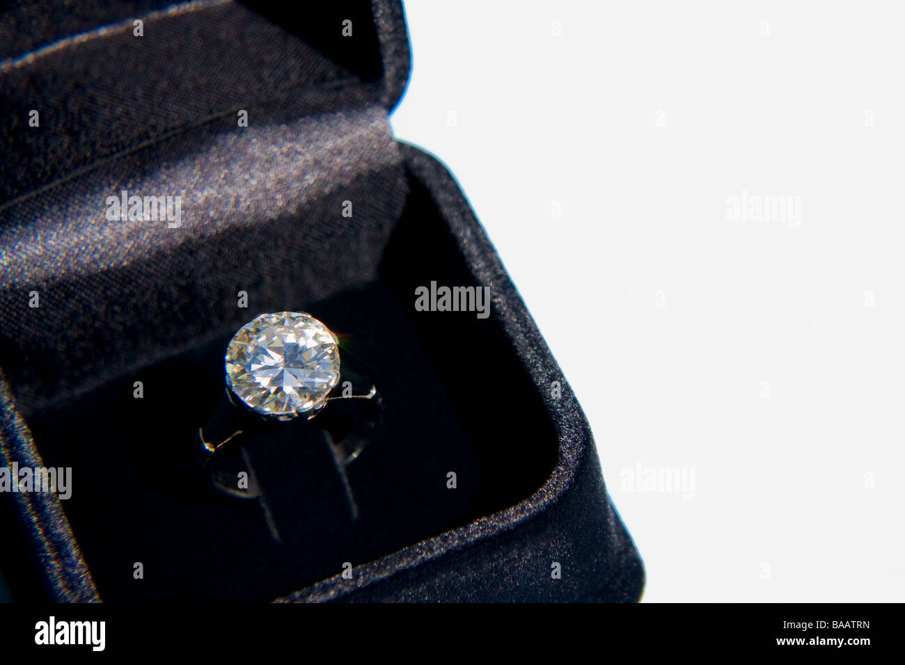 Sparkling diamond ring in velvet box Stock Photo - Alamy