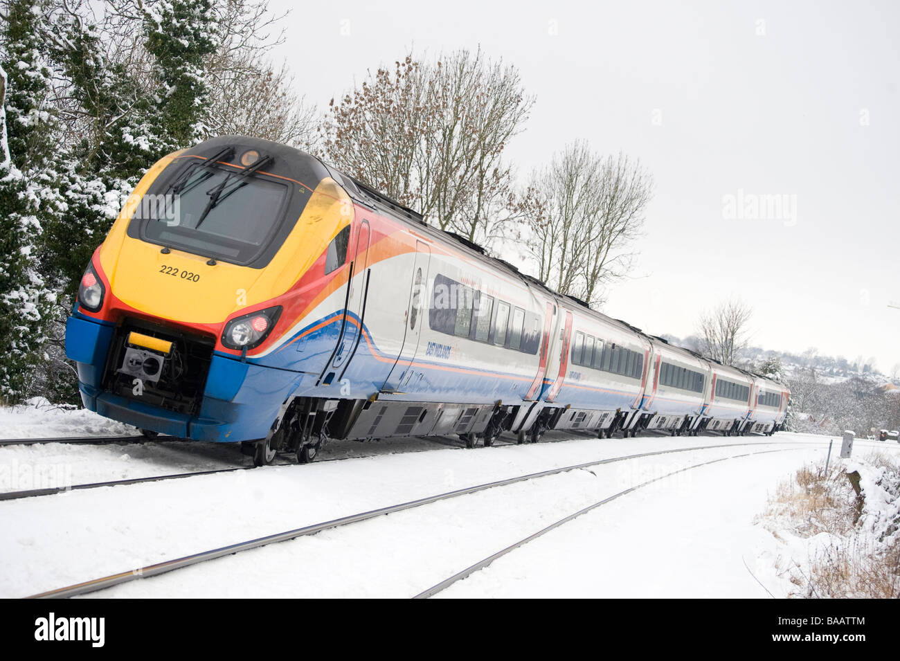 Class 222 Meridian train in East Midlands Trains livery travelling ...