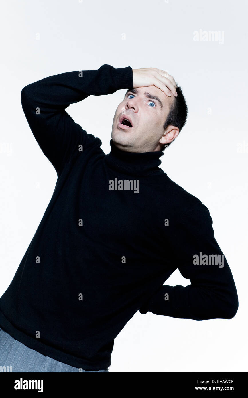 man expressive portrait on isolated white background Stock Photo - Alamy