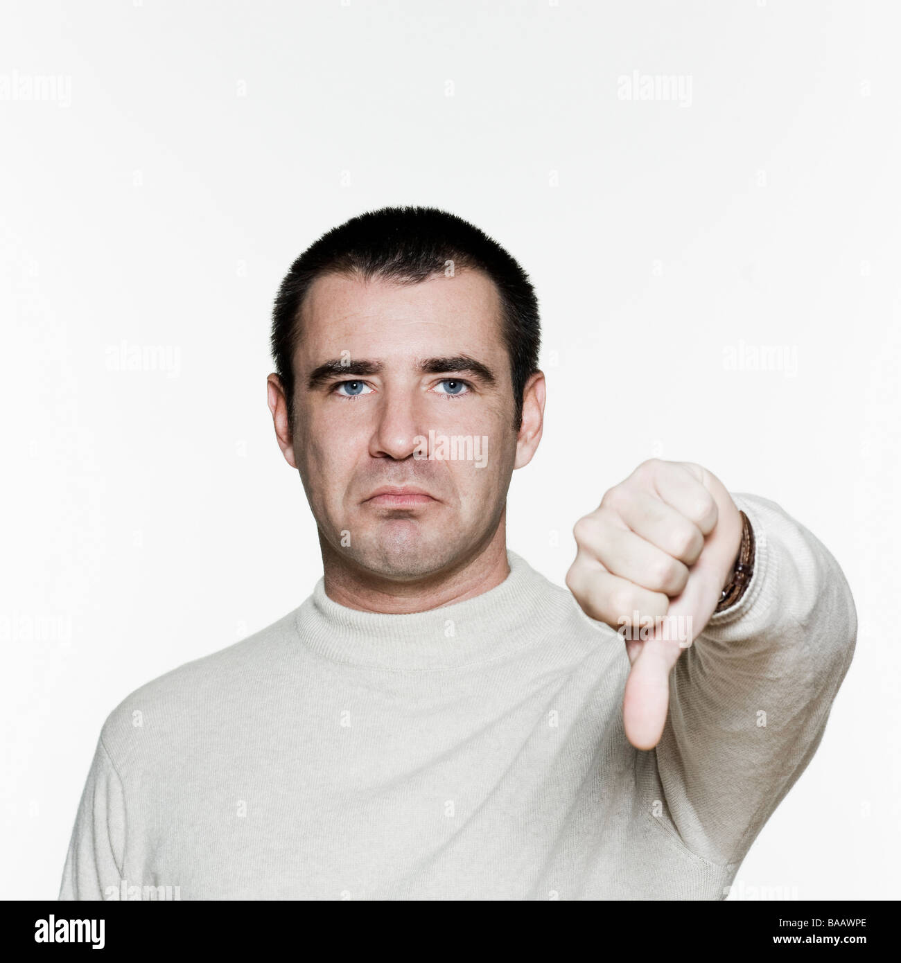 Portrait of an handsome expressive man in studio on white isolated ...