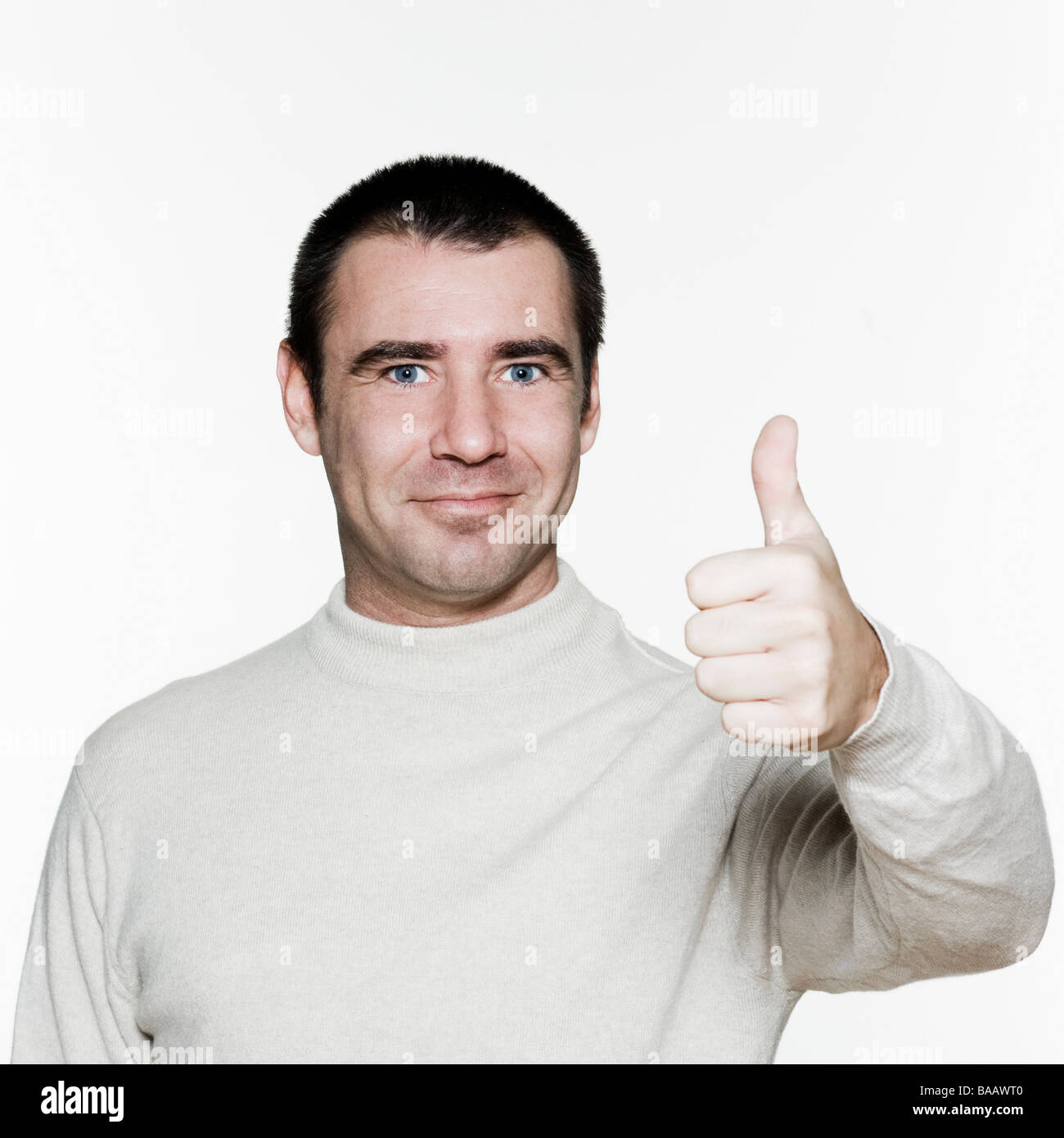 Portrait of an handsome expressive man in studio on white isolated ...