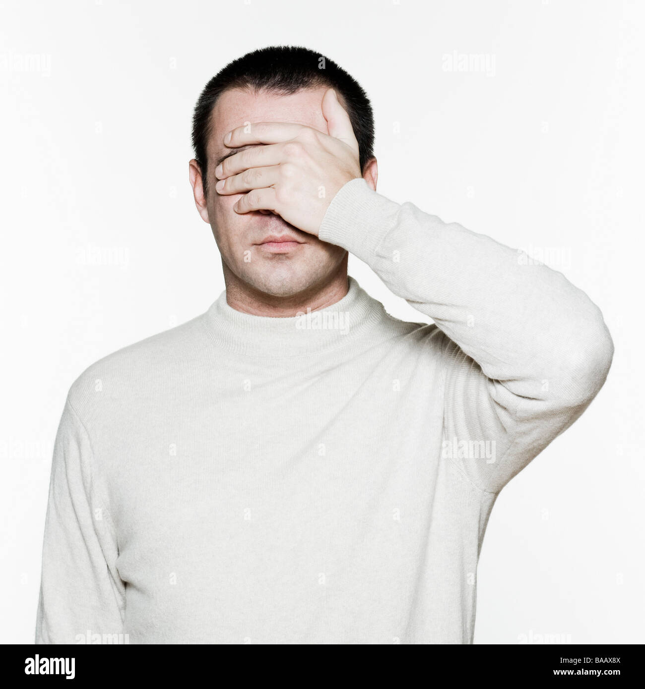 Portrait of an handsome expressive man in studio on white isolated ...