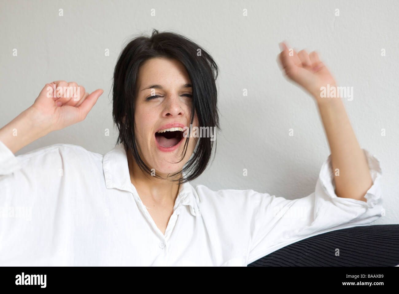 A gaping woman - Gähnende Frau Stock Photo - Alamy