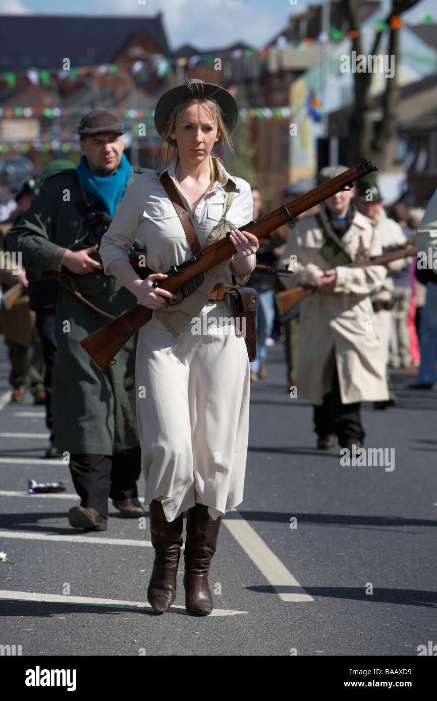 reinactors dressed in period costume representing an IRA flying column ...