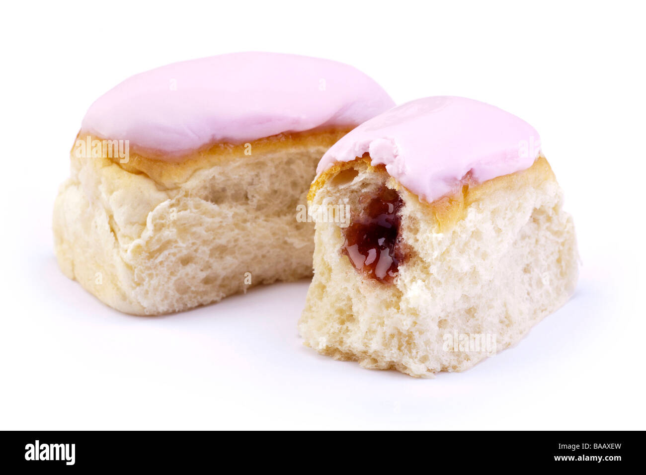 iced bread buns with raspberry jam Stock Photo - Alamy