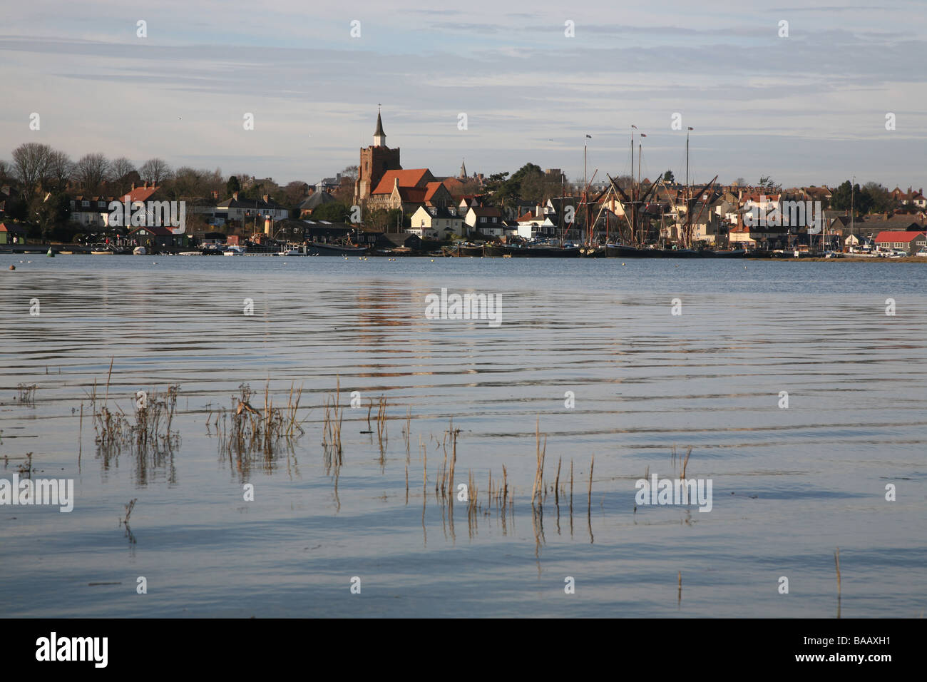 The river Blackwater in Essex at high tide with Maldon in the distance ...