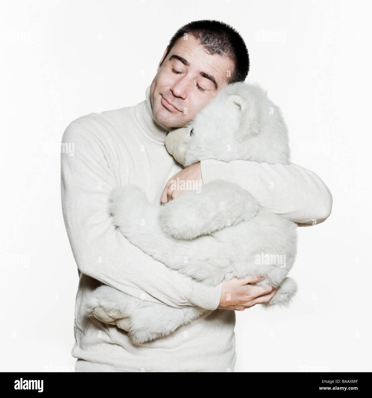 Portrait of an handsome expressive man in studio on white isolated ...