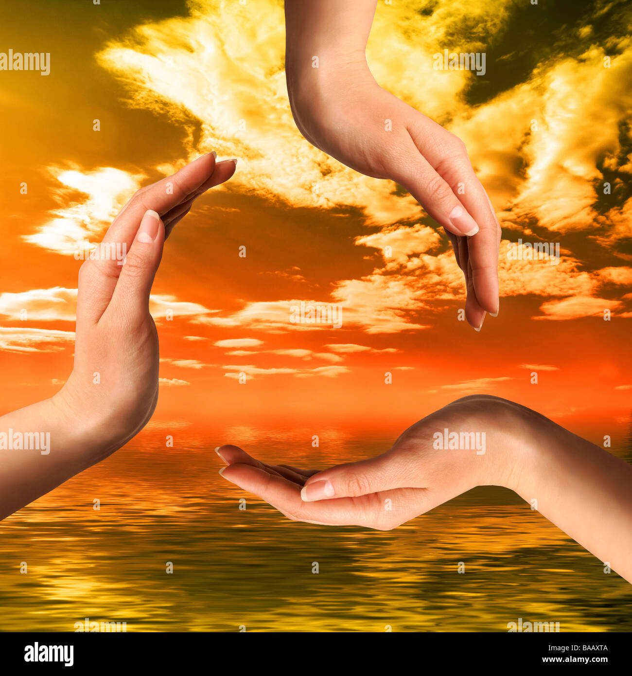 Recycling symbol made from hands Stock Photo - Alamy