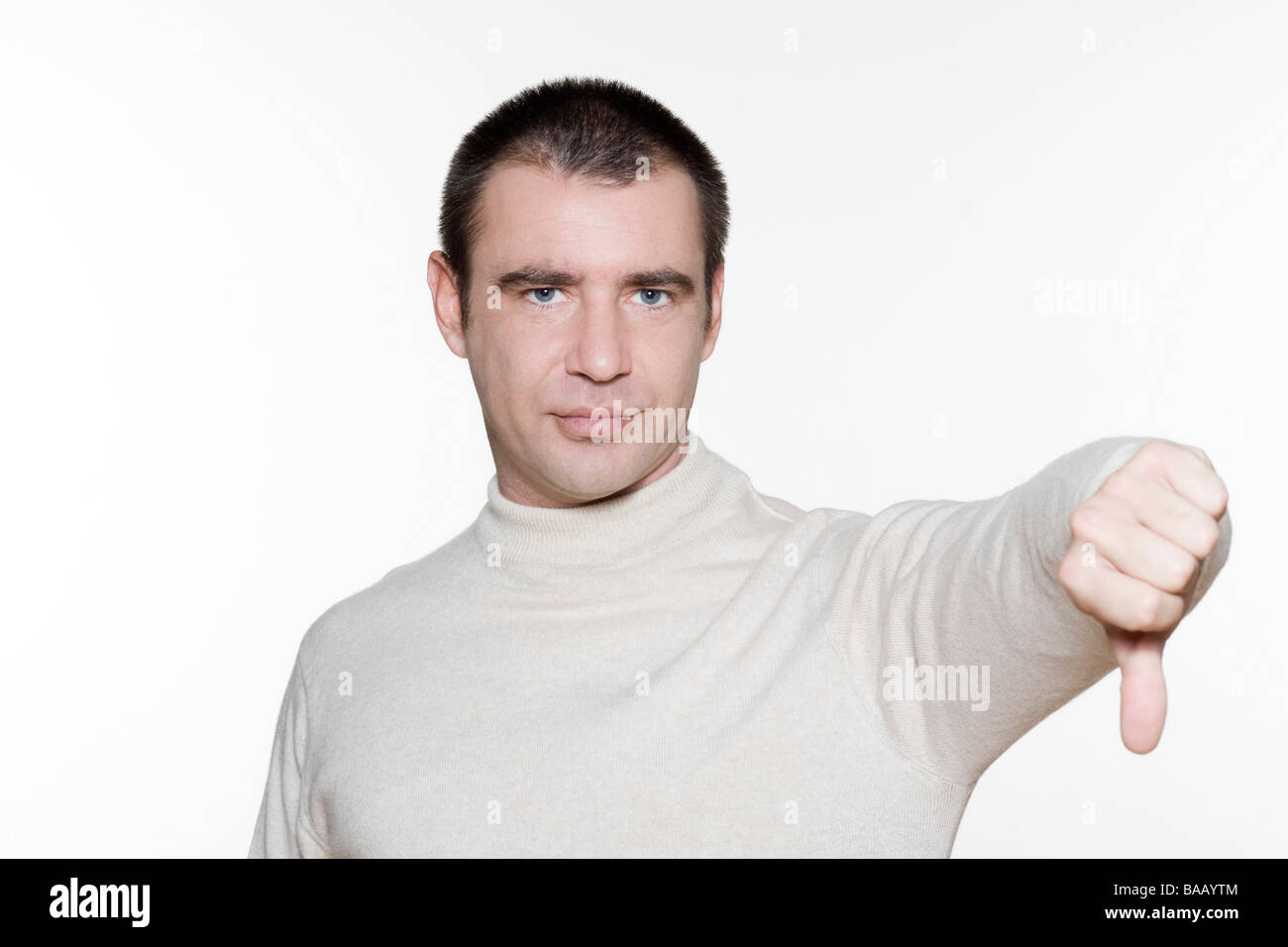 Portrait of an handsome expressive man in studio on white isolated ...