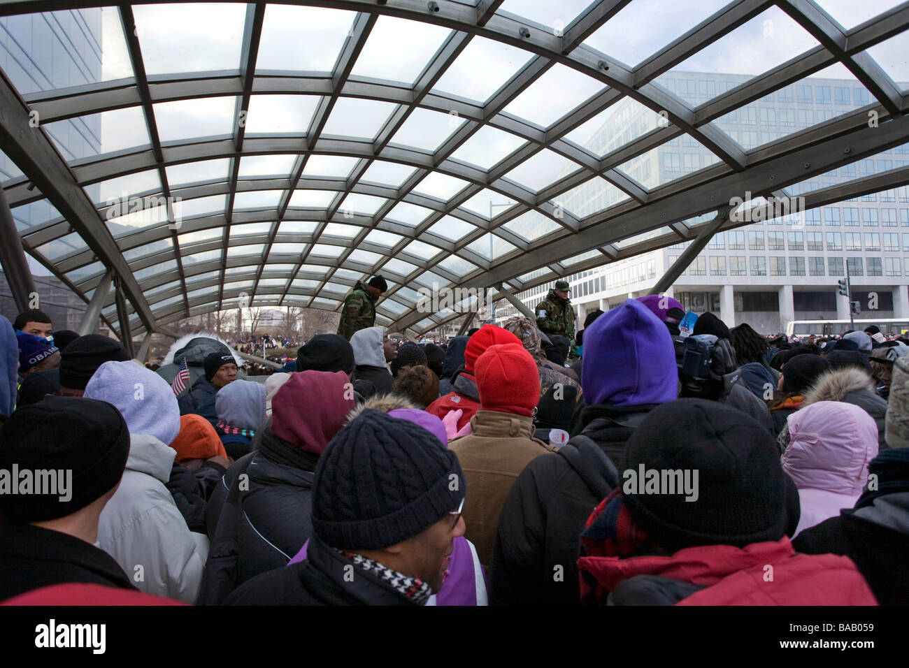 Crowd at a metro station after the inauguration of Barack Obama in ...