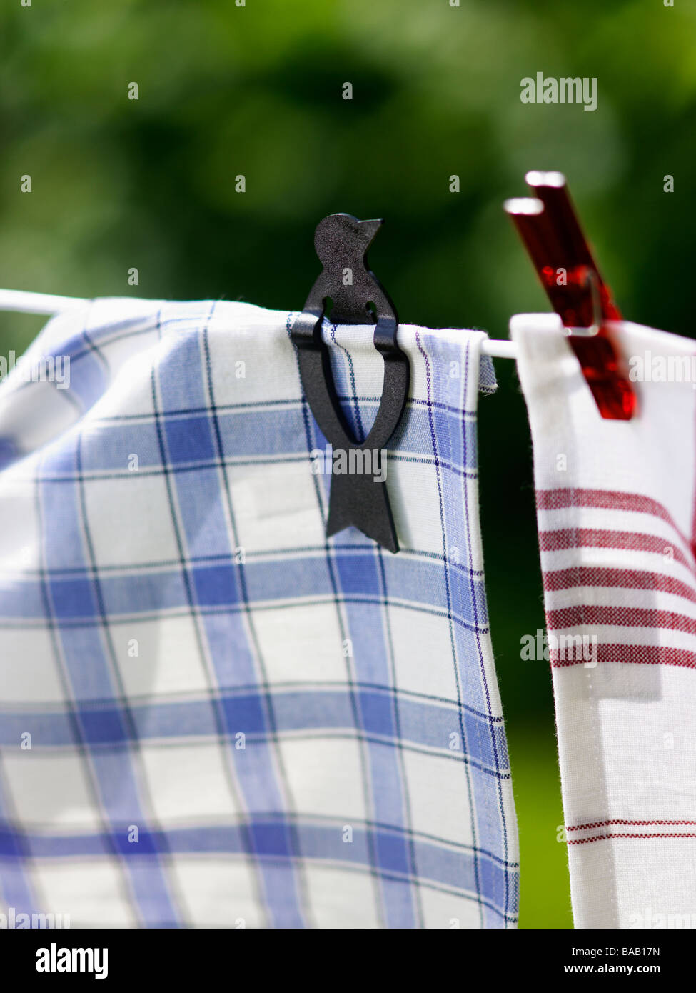 Laundry on a clothes line, Sweden Stock Photo - Alamy