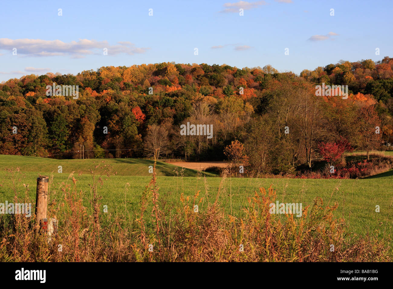 Hocking Hills Ohio View of beautiful Autumn landscape blue sky from ...