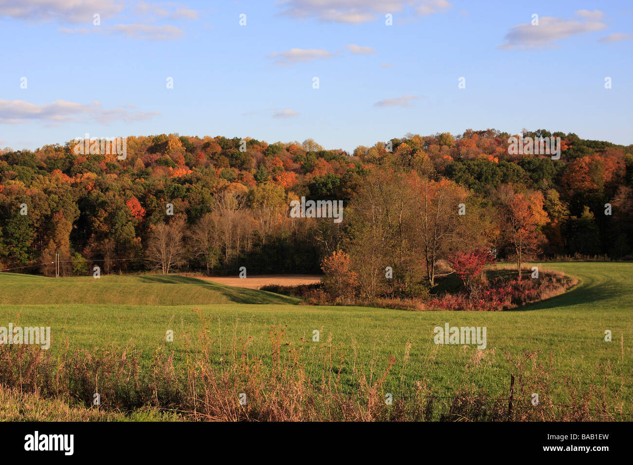 Hocking Hills Ohio View of beautiful Autumn landscape blue sky from ...