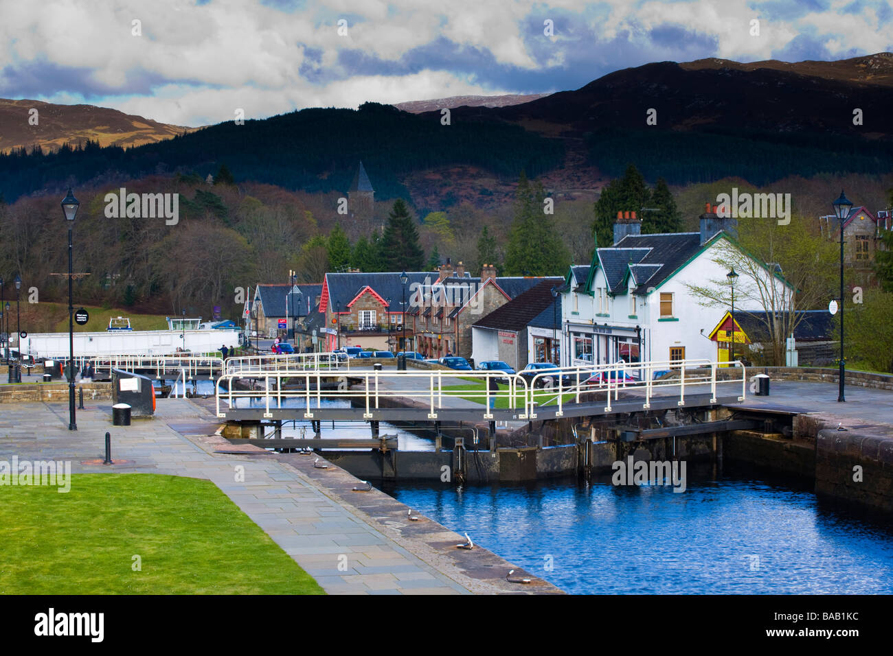 Scotland Scottish Highlands Fort Augustus A sequence of Canal Locks on ...