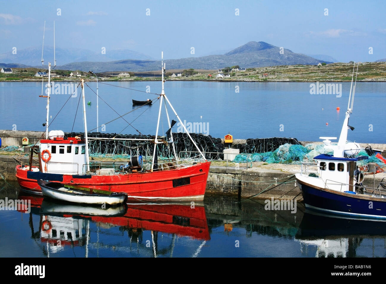 Water reflection roundstone village county galway ireland hi-res stock ...