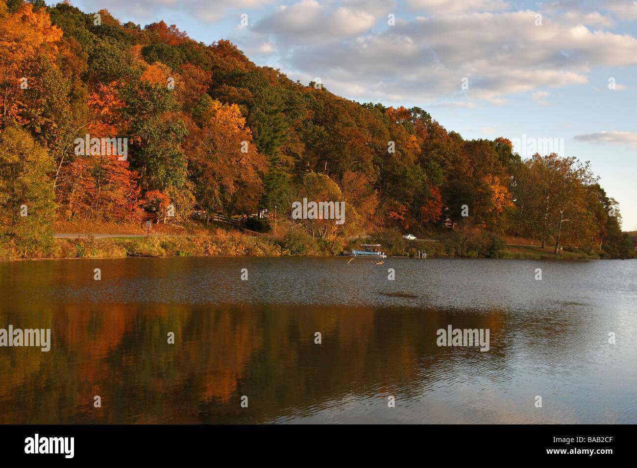 Hocking Hills Ohio View of beautiful Autumn landscape with Lake Logan ...