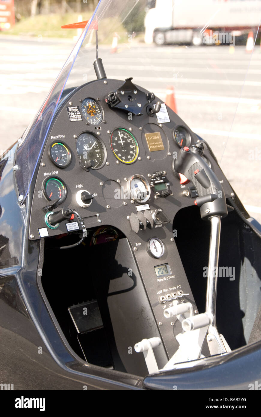 Gyrocpoter cockpit and controls Stock Photo - Alamy