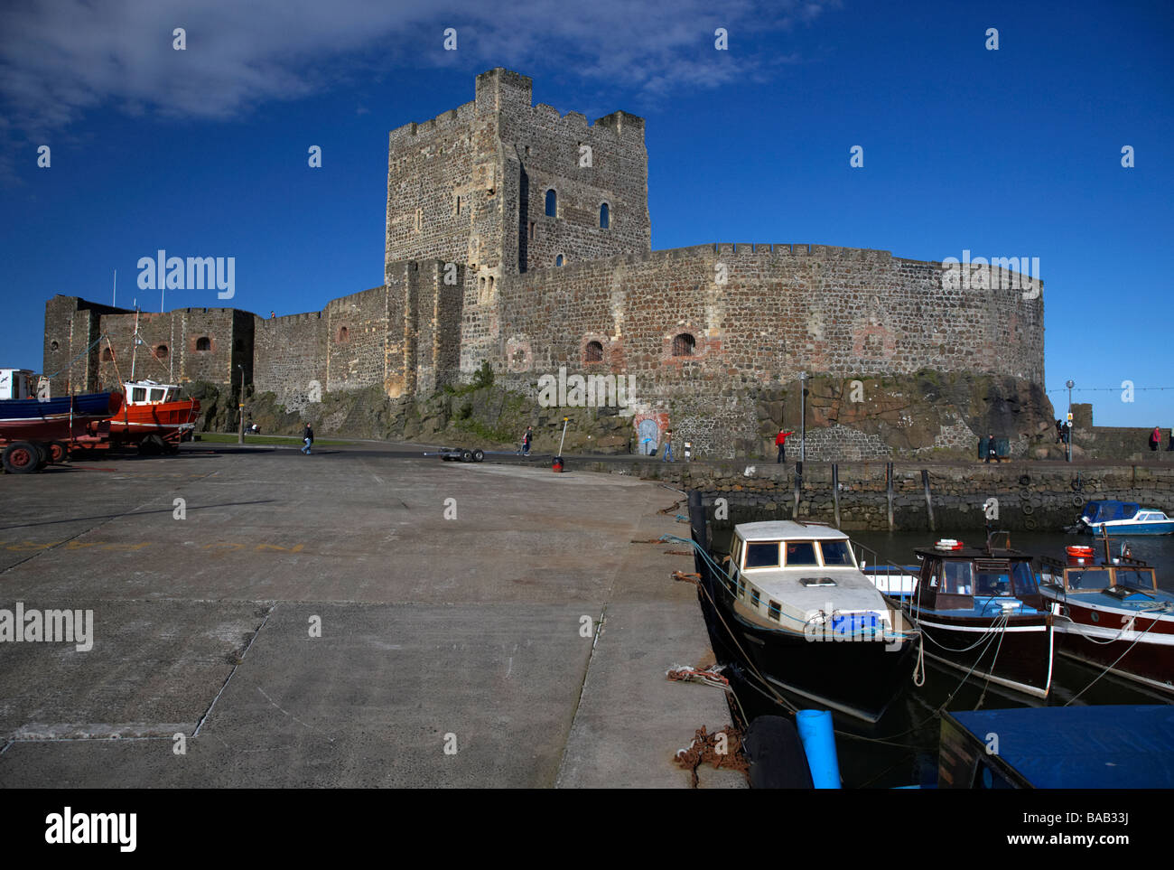 carrickfergus castle and harbour slipway county antrim northern ireland ...
