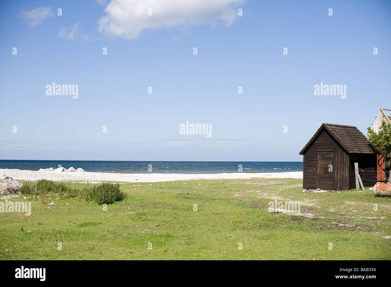 Boathouses by the sea, Gotland, Sweden Stock Photo - Alamy