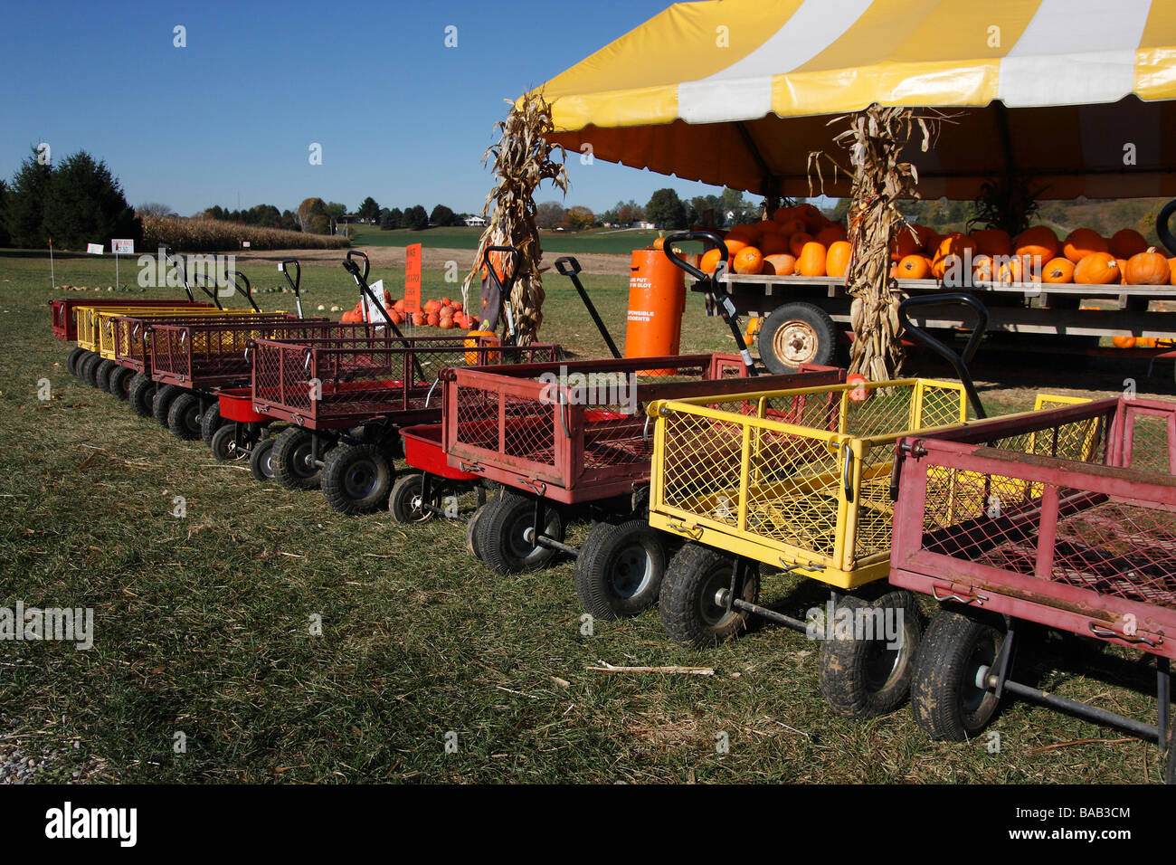 American rural Autumn landscape Hocking Hills Ohio in USA harvesting on ...