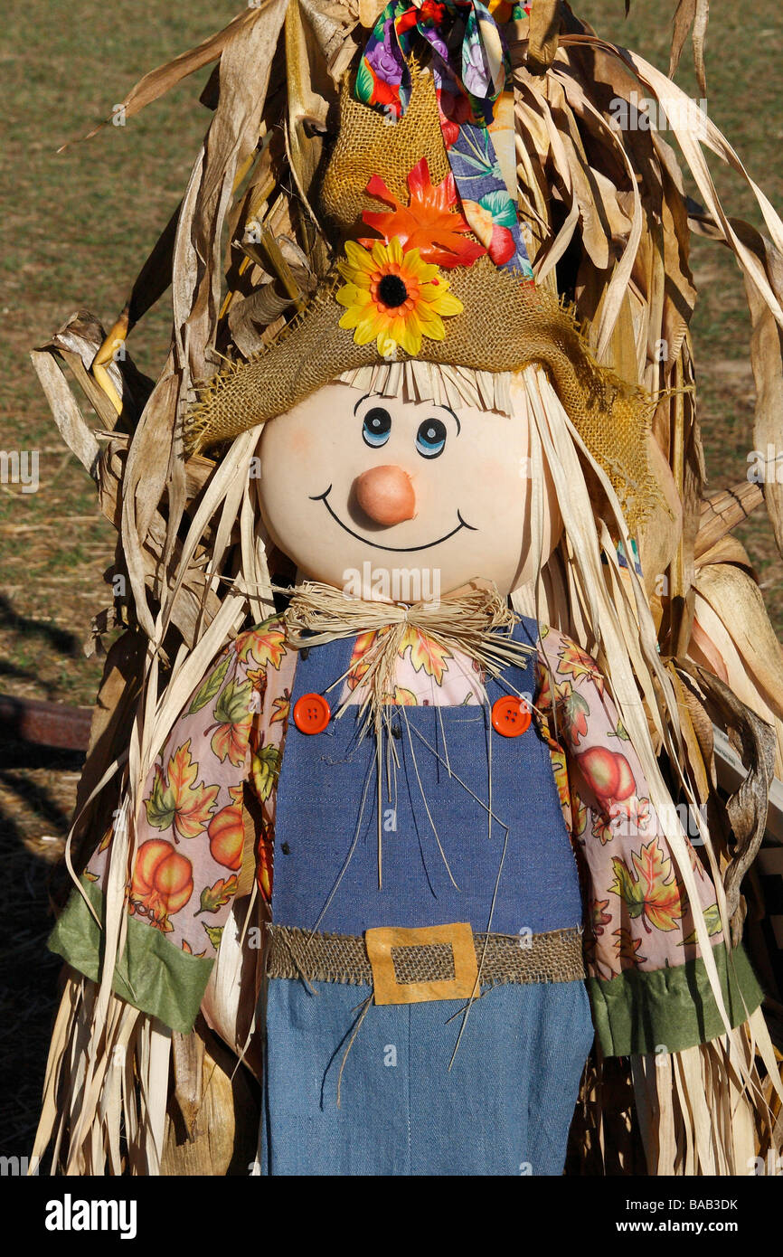 Happy Halloween wth dressed dummy close up front view nobody vertical ...