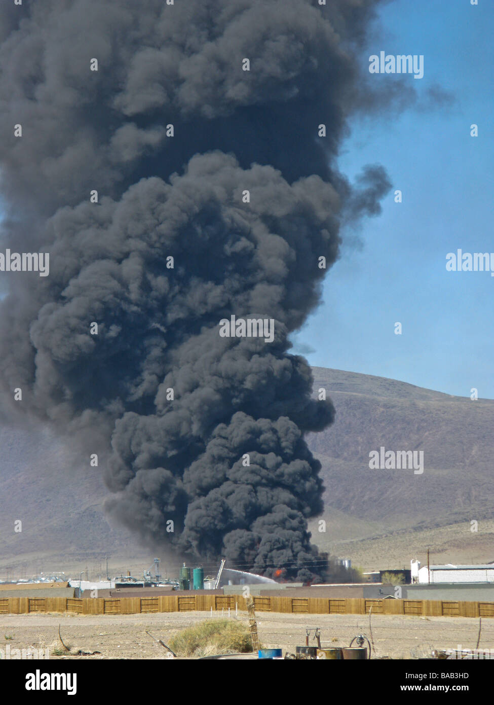 An industrial fire in Fernley Nevada consisting of plastic pipe with a ...