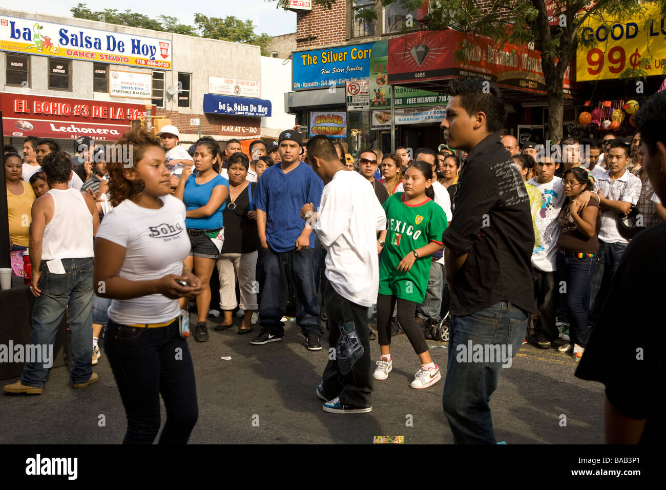 Young people dance at a street fair in Sunset Park Brooklyn NY Stock ...