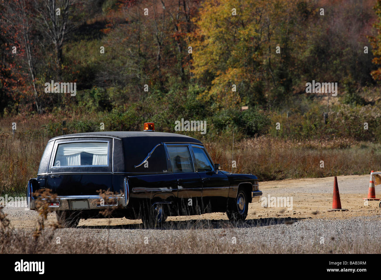 A Scary funeral car close up nobody horizontal in USA US hi-res Stock ...