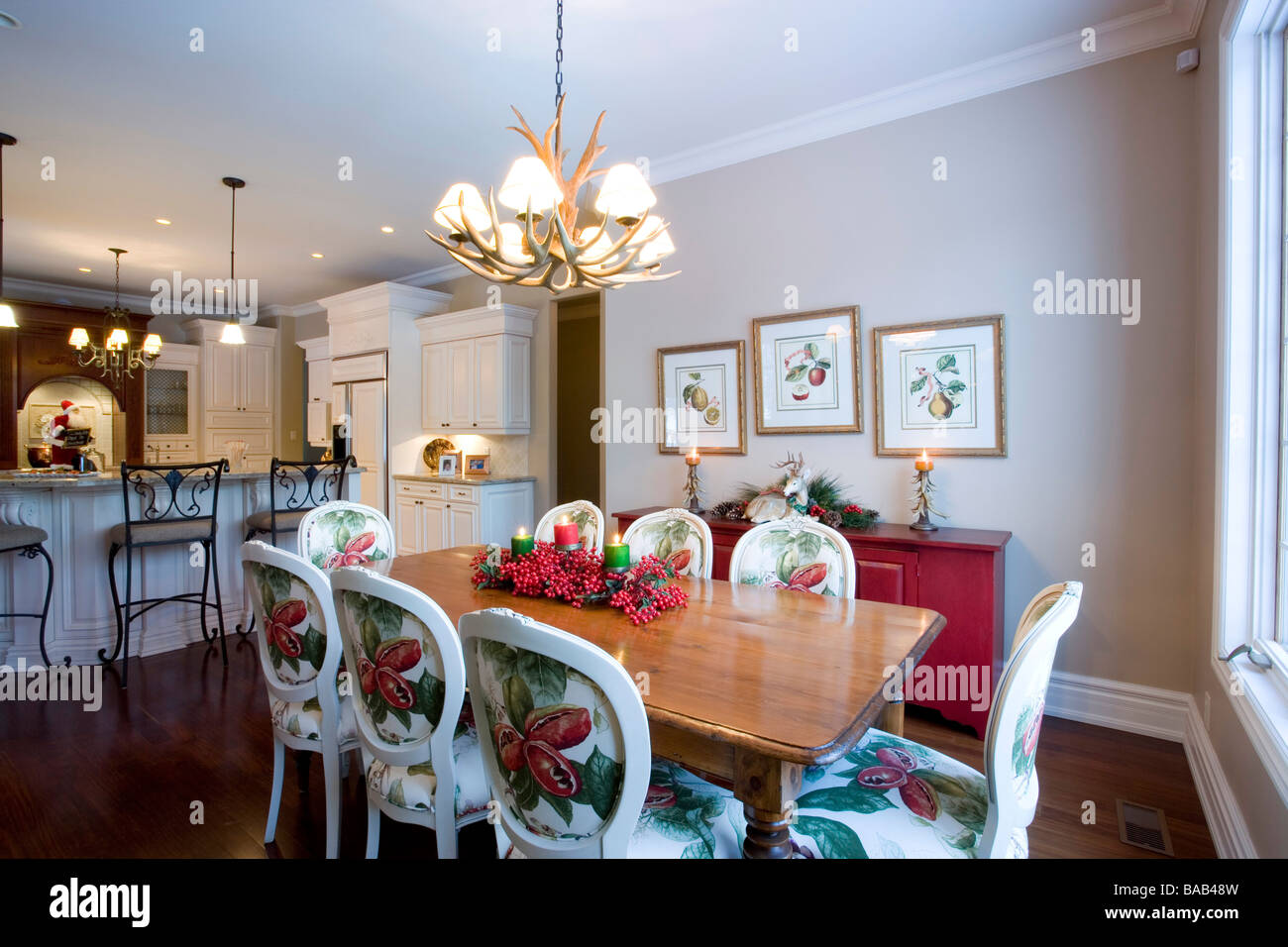 kitchen in a house with dining table Stock Photo - Alamy