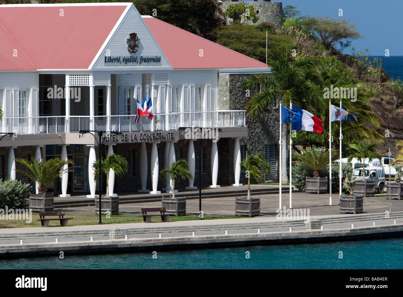 Hotel de la Collectivite Gustavia port St Barts Stock Photo - Alamy