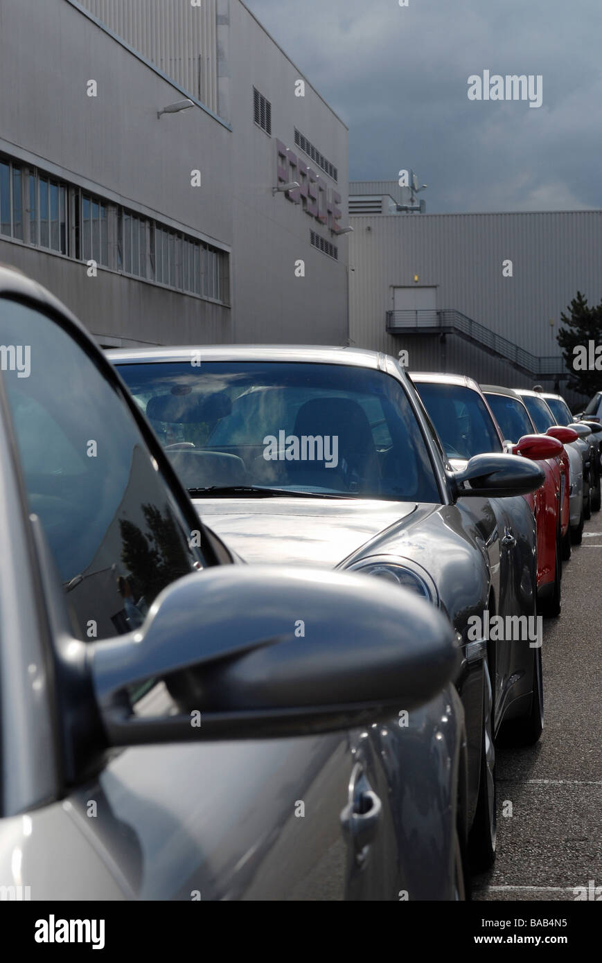 Porsche cars in front of a factory in Stuttgart, Germany Stock Photo ...