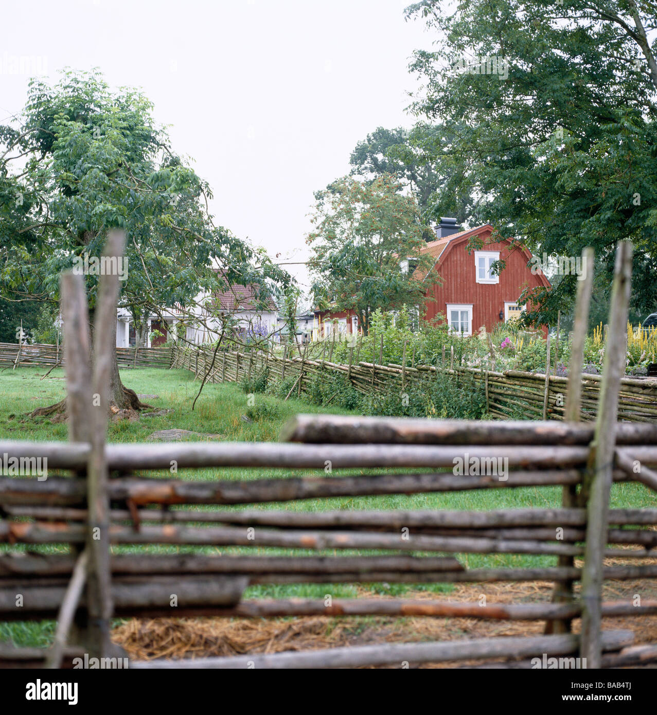 An Old Fence On The Countryside Sweden Stock Photo - Alamy