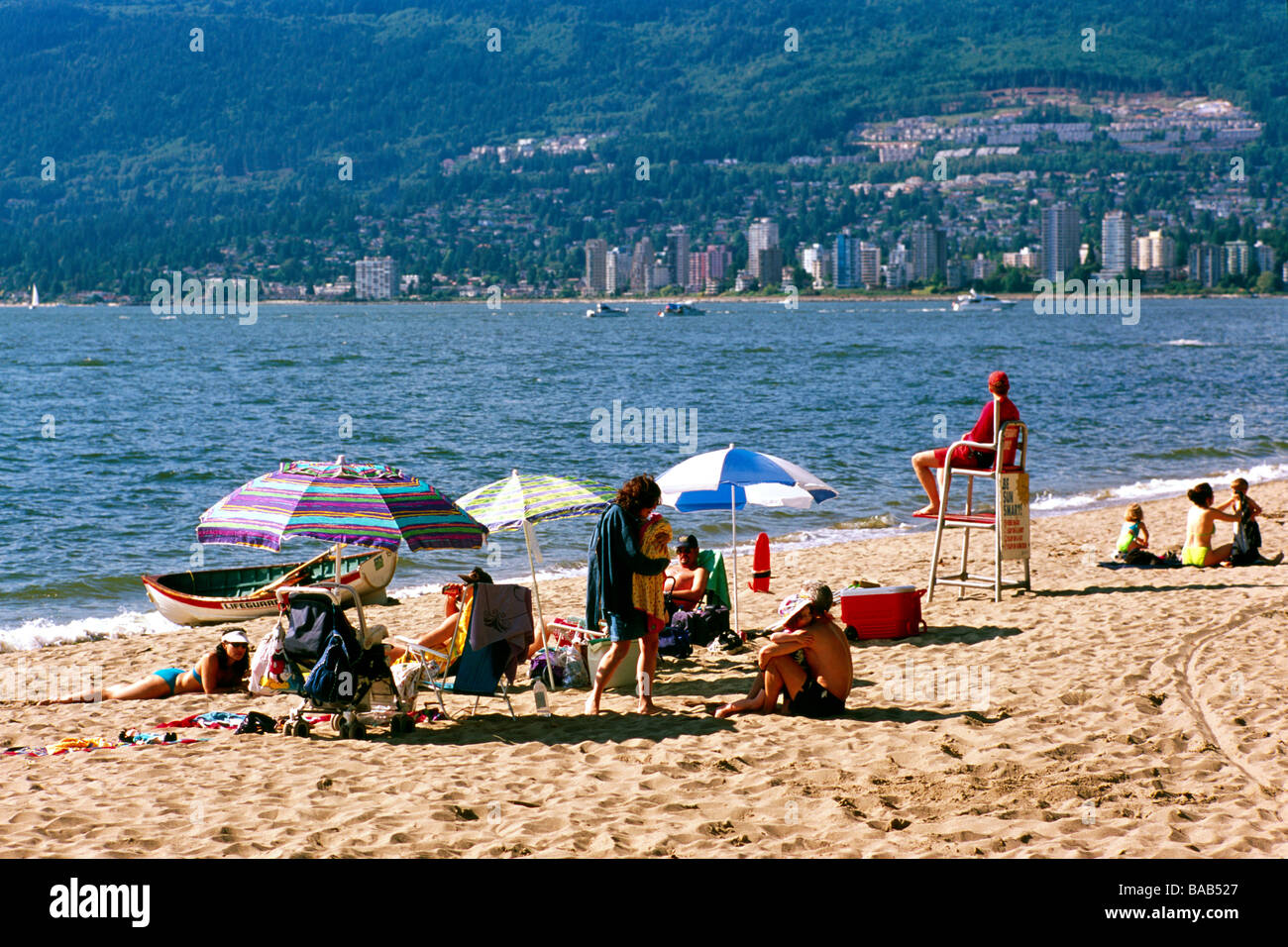 English Bay, Vancouver, British Columbia, Canada - People sunbathing at ...