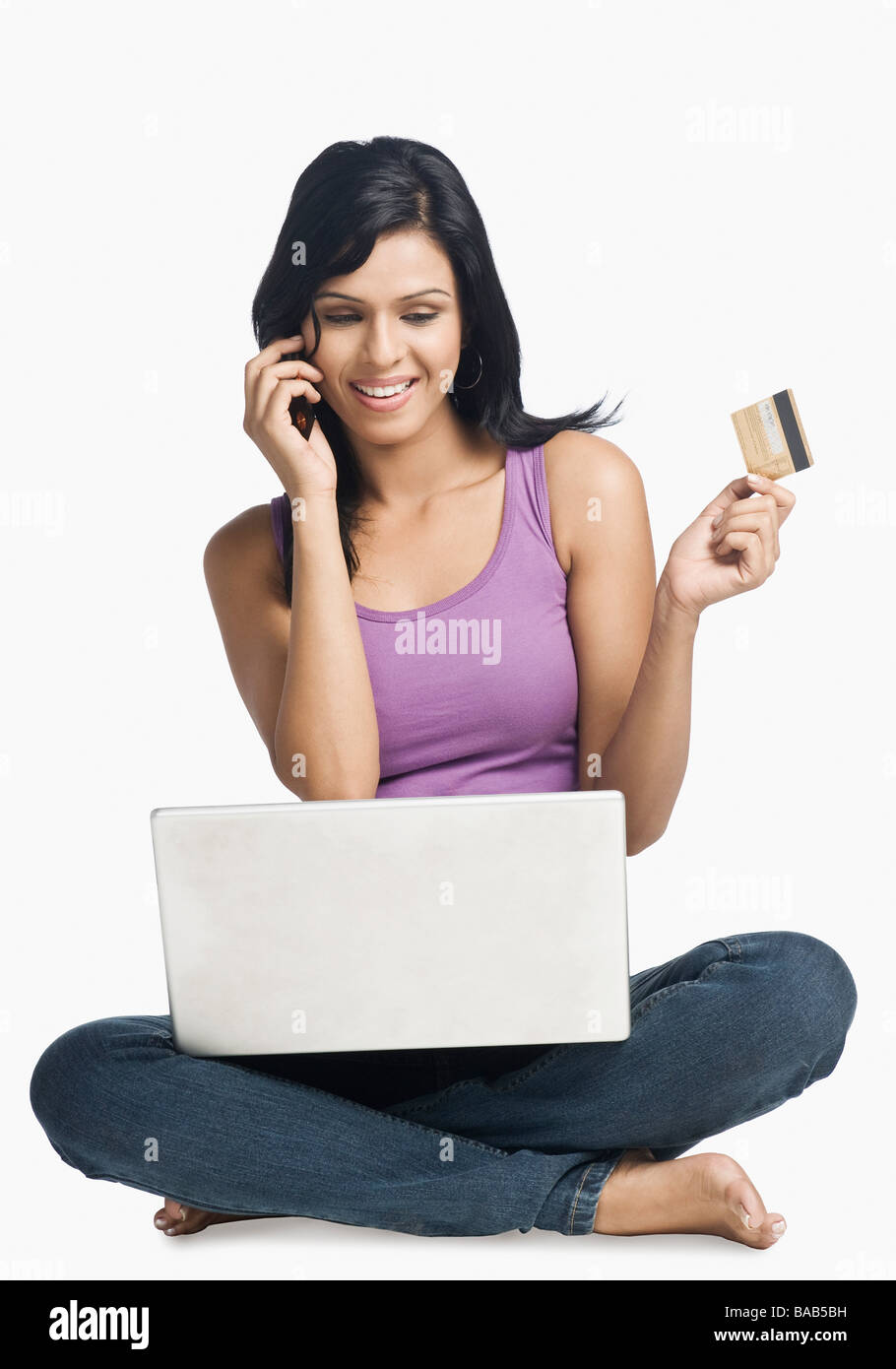 Positive woman talking on Cut Out Stock Images & Pictures - Alamy