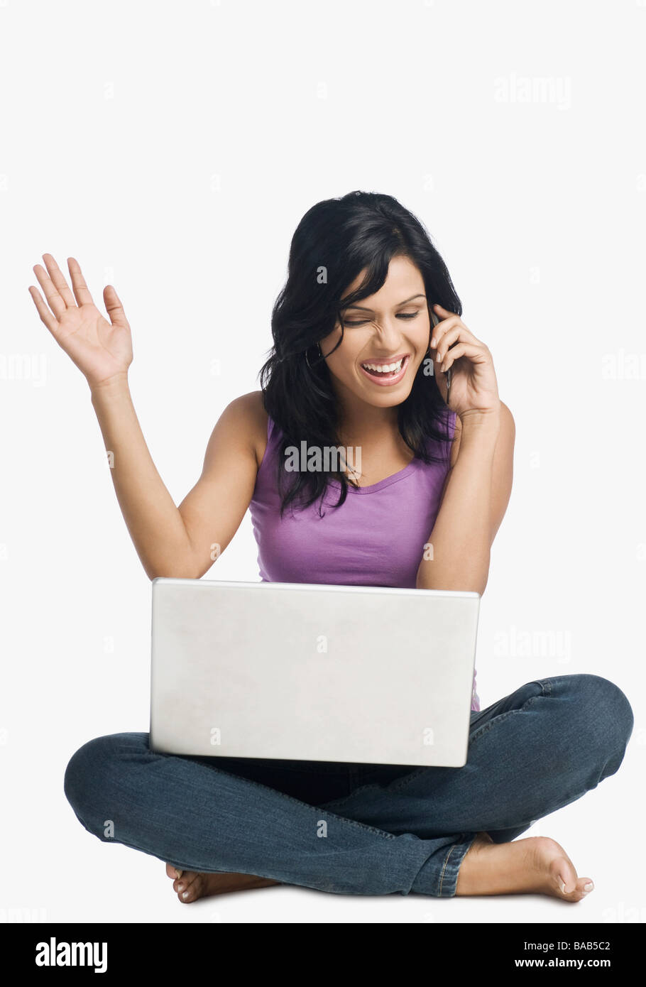 Black woman laptop happy Cut Out Stock Images & Pictures - Alamy